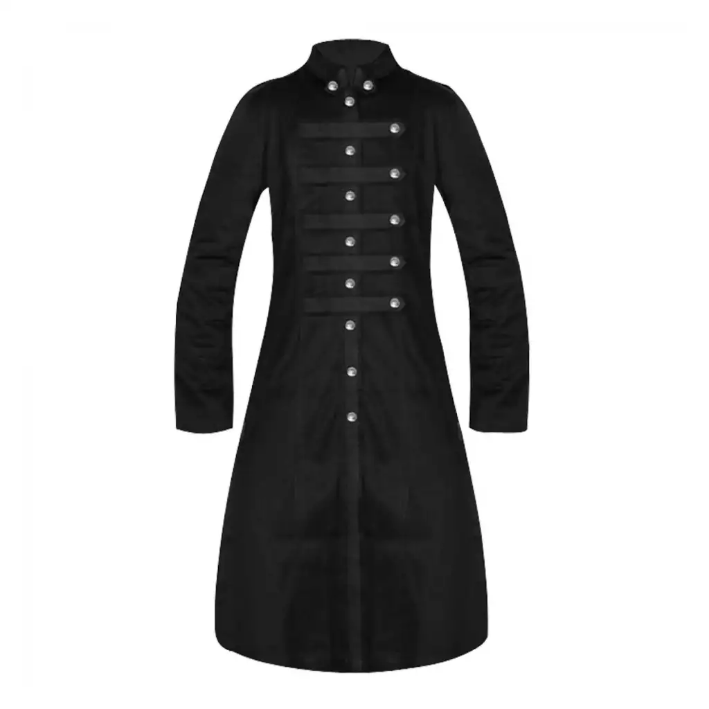 Black Military Officer Long Coat | Men Gothic Army Officers Coat