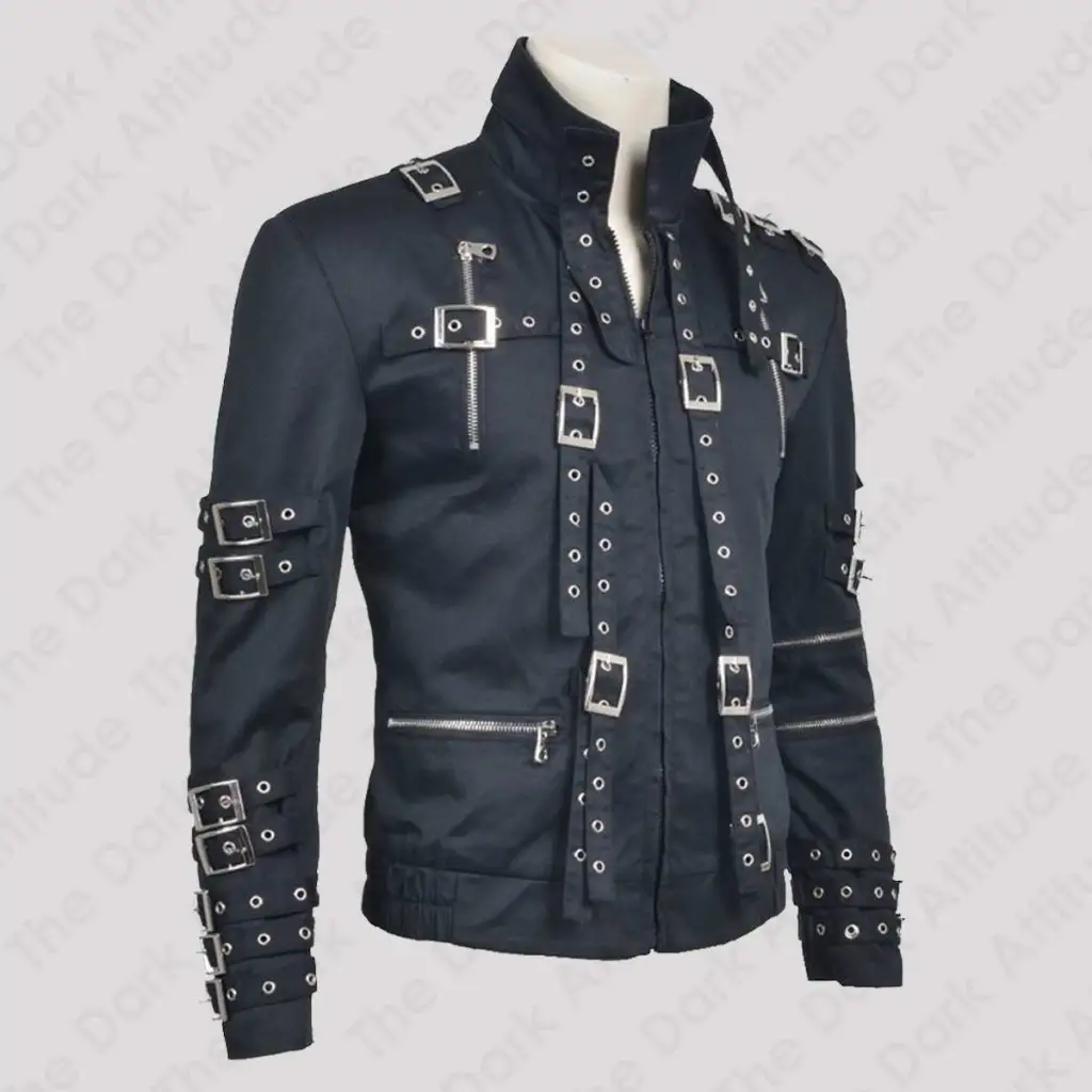 Badass Michael Jackson Jacket | Buckle Straps Black Leather Jacket