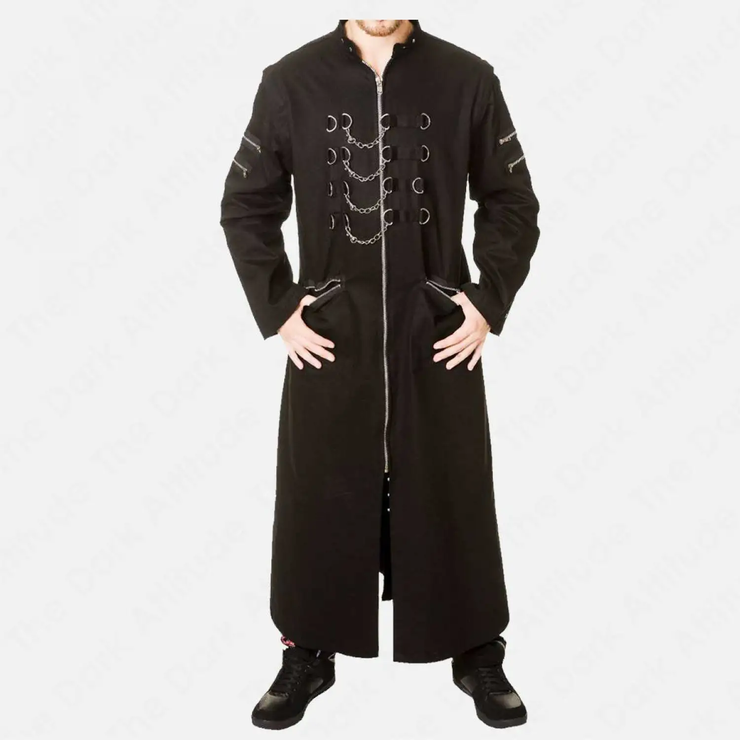 Hellraiser Pinhead Chains Zipper Long Coat | Punk Gothic Full Length ...