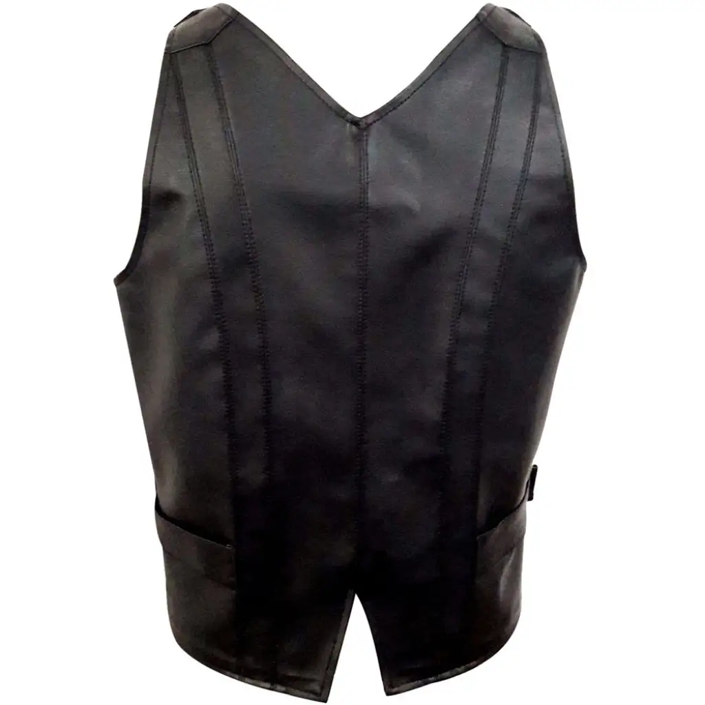 Gothic Heavy Duty Heritage Vest: Real Black Leather Buckle Straps Waistcoat